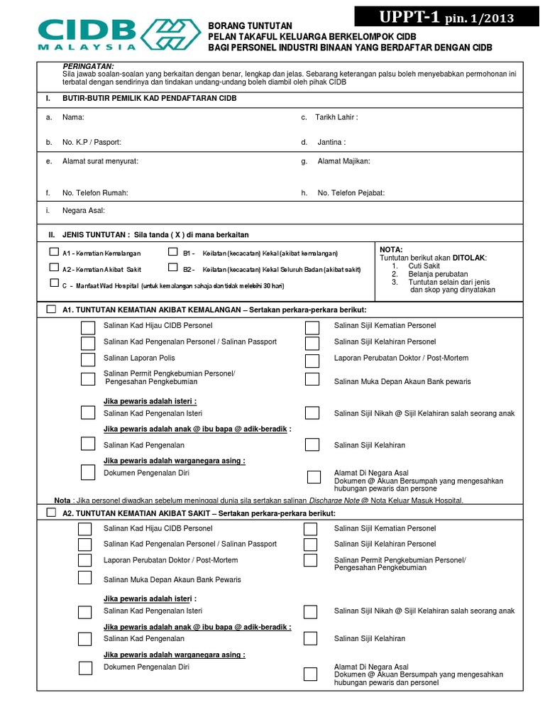 Borang Uppt-1 Pin 1-2013 | PDF | Politik | Hukum