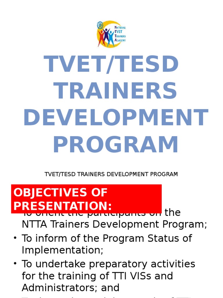 TVET Trainers Development Presentation Final for Adcon | Vocational ...