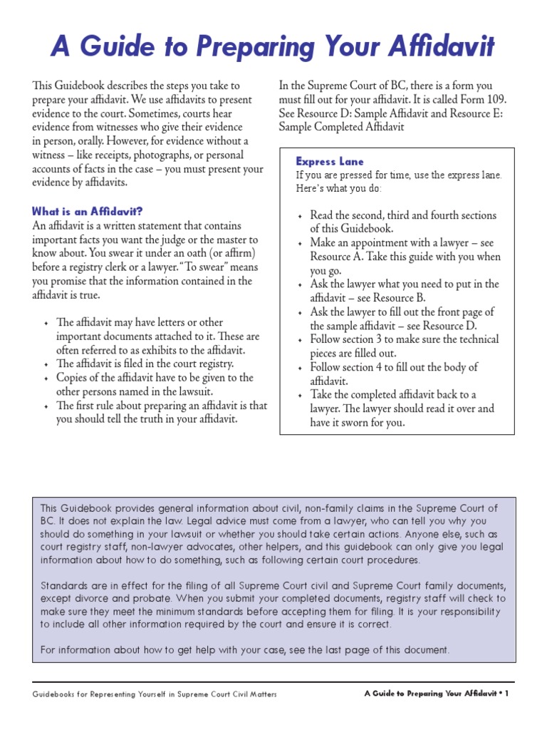 A Guide To Preparing Your Affidavit | PDF | Social Science | Law