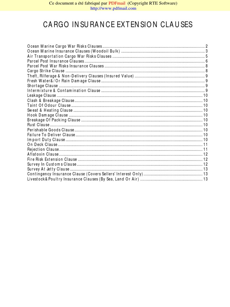 Cargo Insurance Extension Clauses | PDF | Insurance | Indemnity