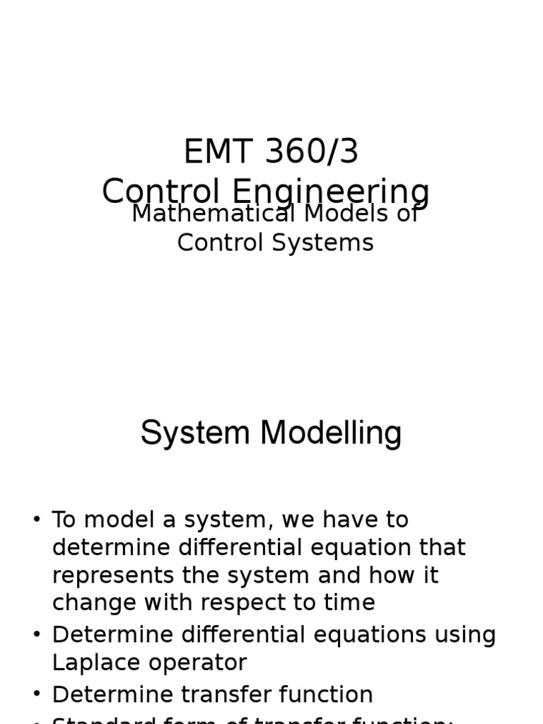 Mathematical Models of Control Systems | PDF | Laplace Transform ...