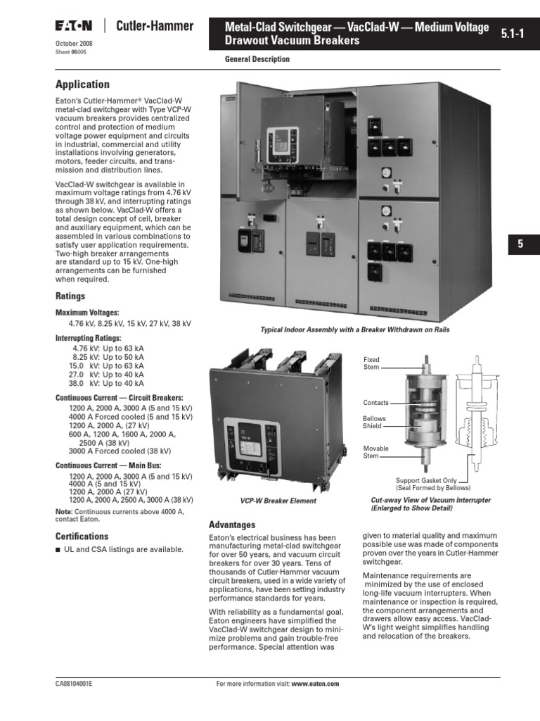 Eaton's Metal-Clad Switchgear Guide | PDF | Transformer | Insulator ...