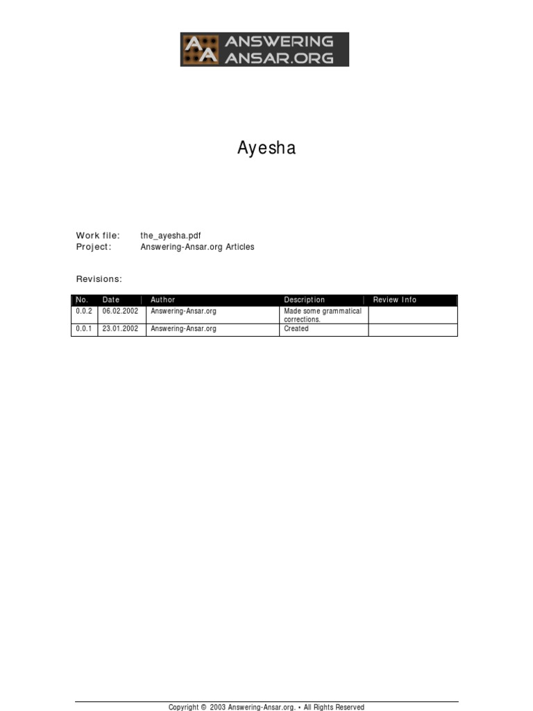 Ayesha Wife of Muhammad | PDF | Ali | Prophets And Messengers In Islam