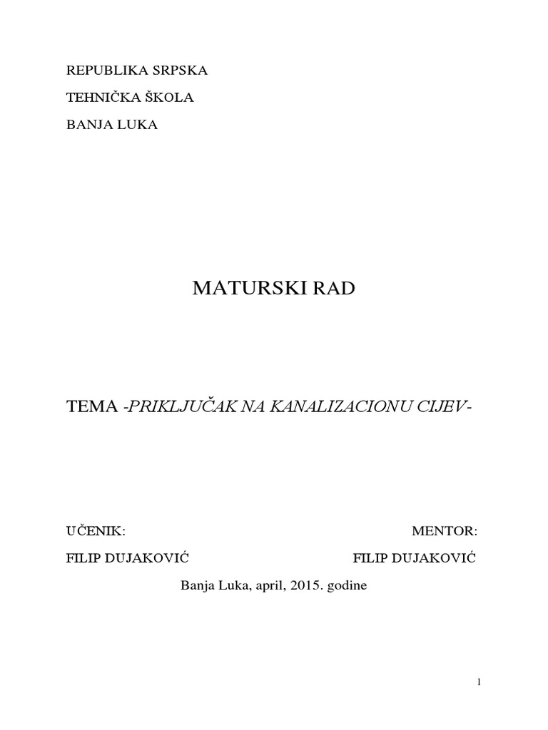 Prikljucak Na Kanalizacionu Cijev | PDF