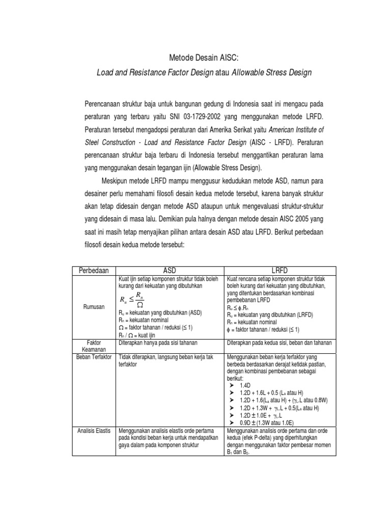 Perbedaan ASD Dan LRFD | PDF