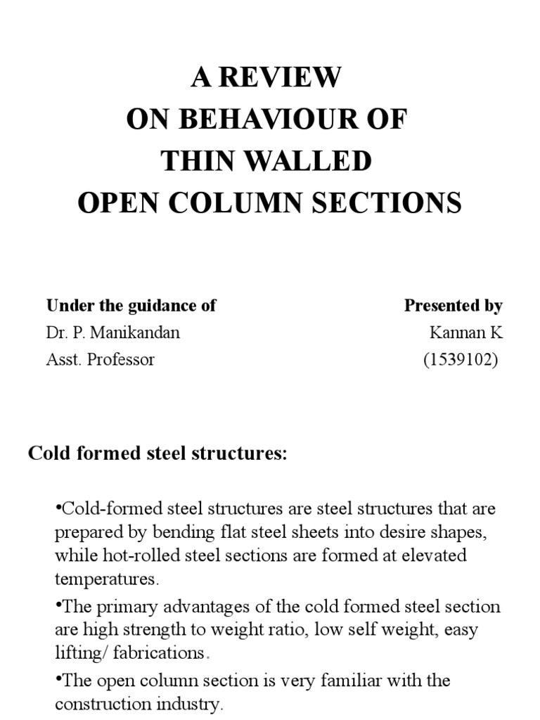 Review On Cold Formed Structures | PDF | Buckling | Column