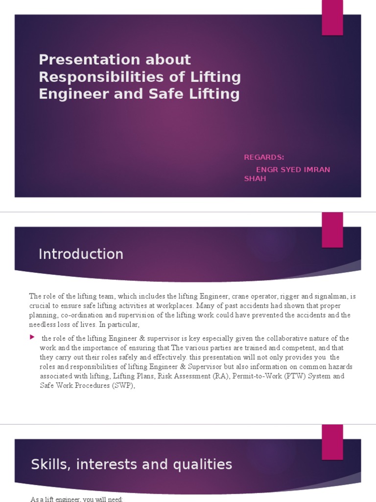 Lifting Engineer Responsibilities and Safety | PDF | Crane (Machine ...