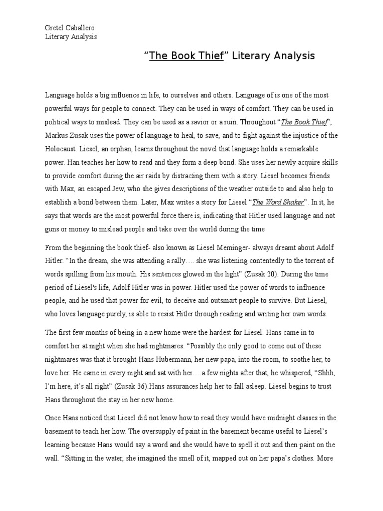 "The Book Thief" Literary Analysis | PDF | Unrest