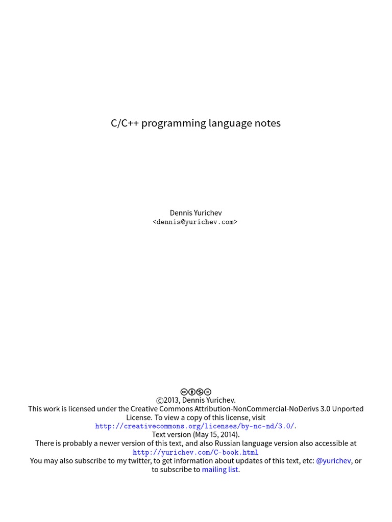 C Cplusplus Language Notes Pdf C Programming Language Pointer 8052