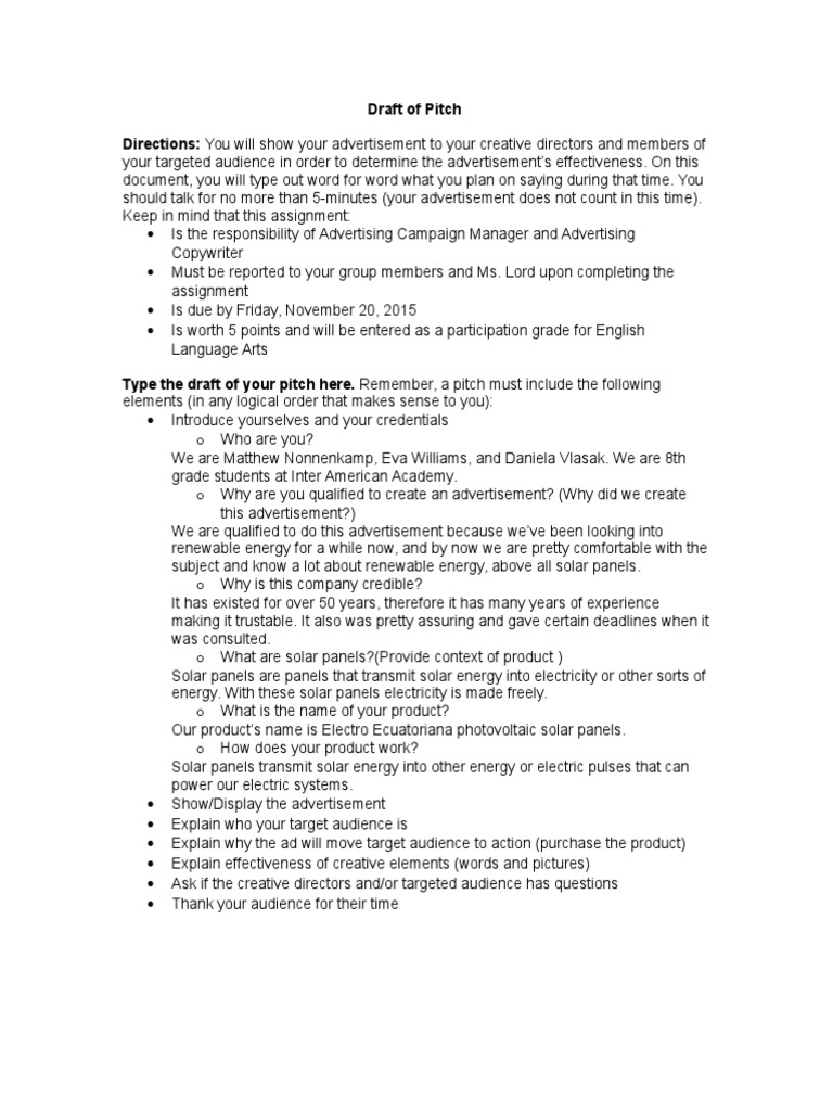 Effective Advertisement Pitch Draft | PDF | Career & Growth | Business