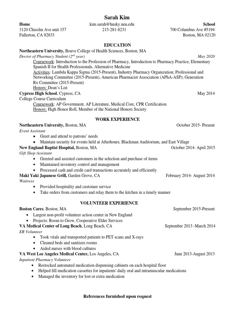 Resume-Sarah June Kim | PDF | Wellness