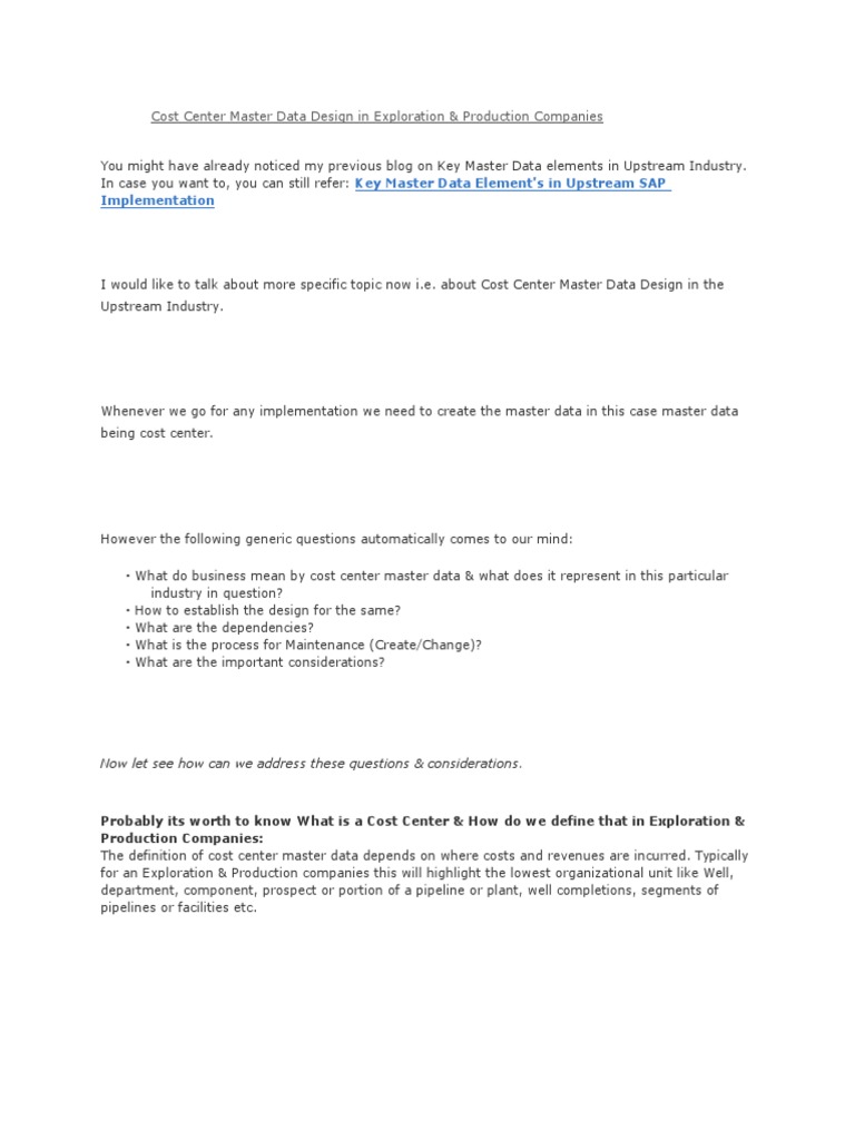 Profit Center Process | PDF | Profit (Accounting) | Joint Venture