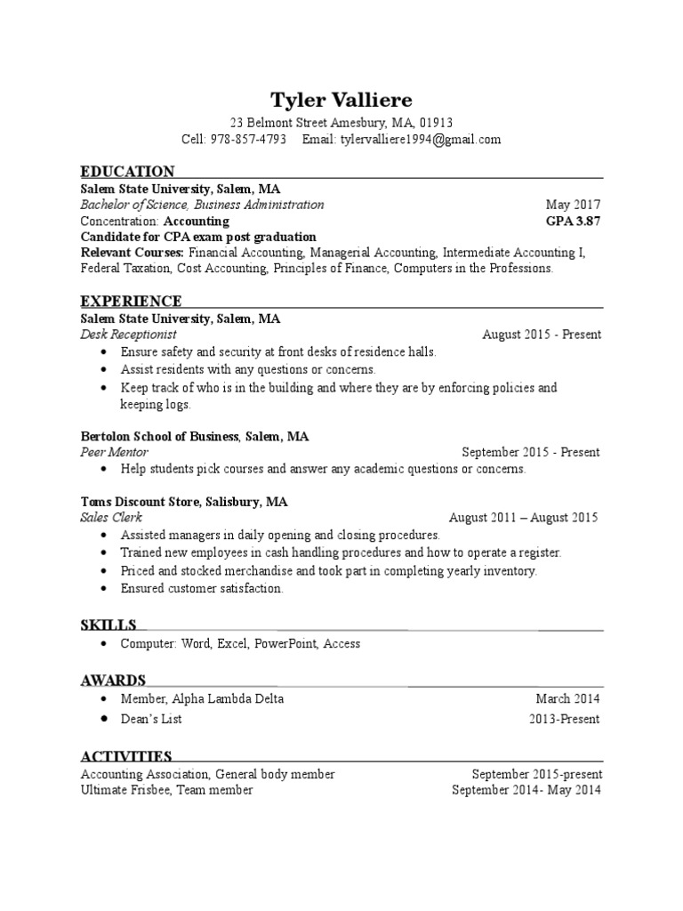 Personal Resume Rough Draft | PDF