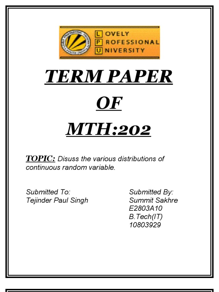 Math TRM PPR | PDF | Random Variable | Probability Distribution