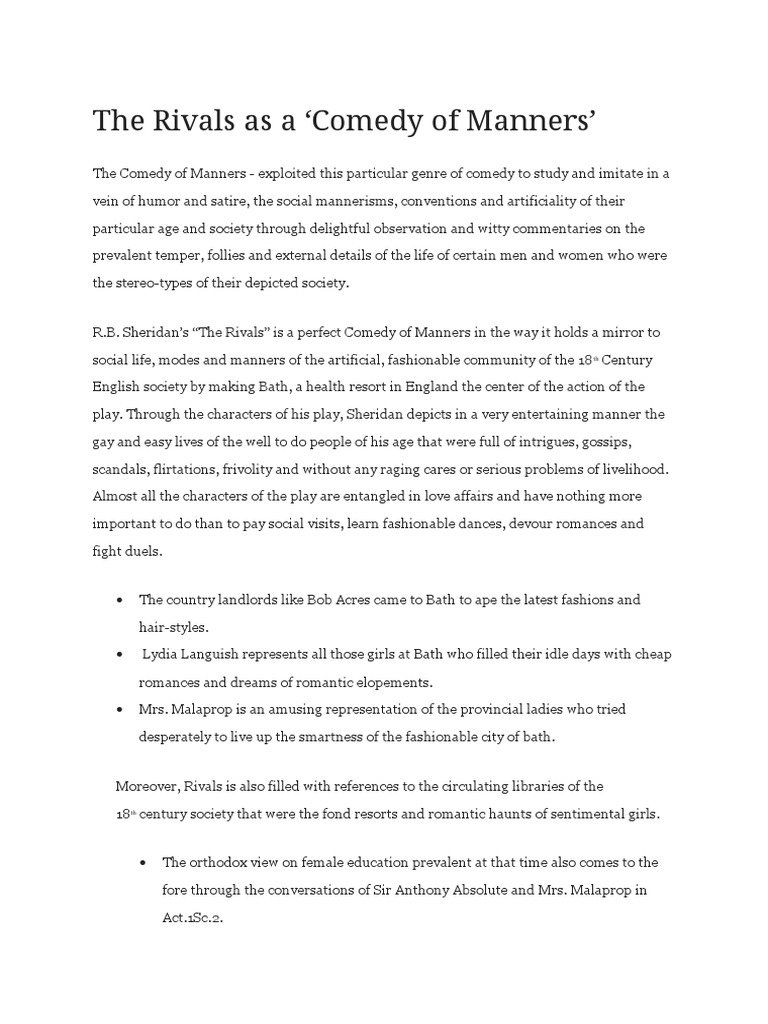 Comedy of Manners' | PDF | Comedy