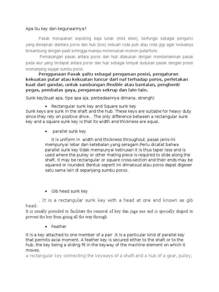 Apa Itu Key Dan Kegunaannya | PDF | Mechanical Engineering ...