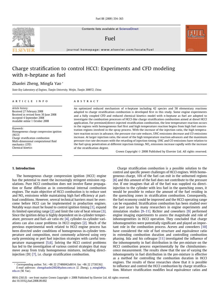 Charge Stratification To Control HCCI | PDF | Internal Combustion Engine | Combustion