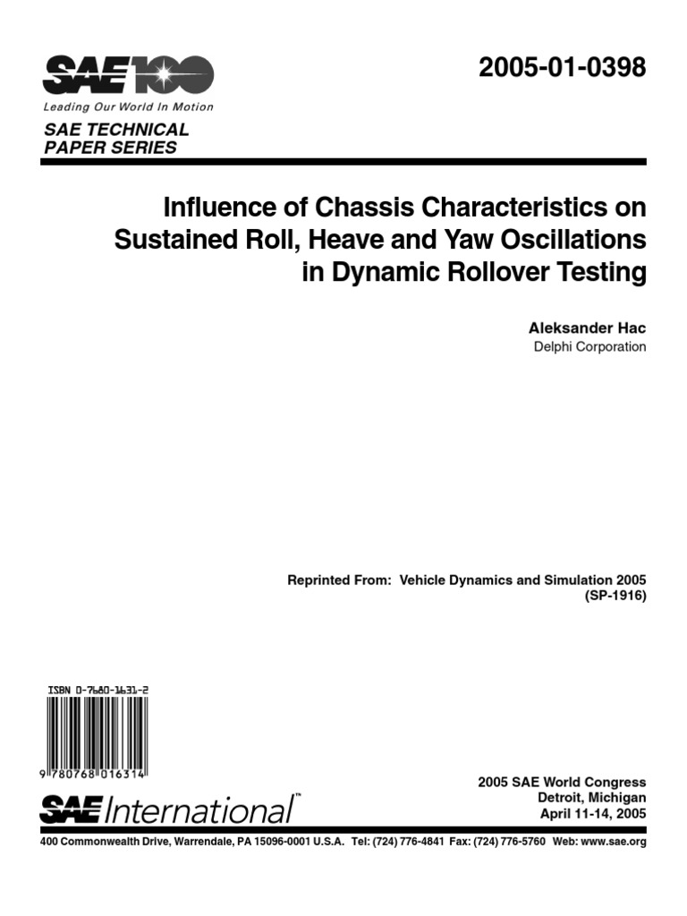 Sae Technical Paper Series: Aleksander Hac | PDF | Suspension (Vehicle ...
