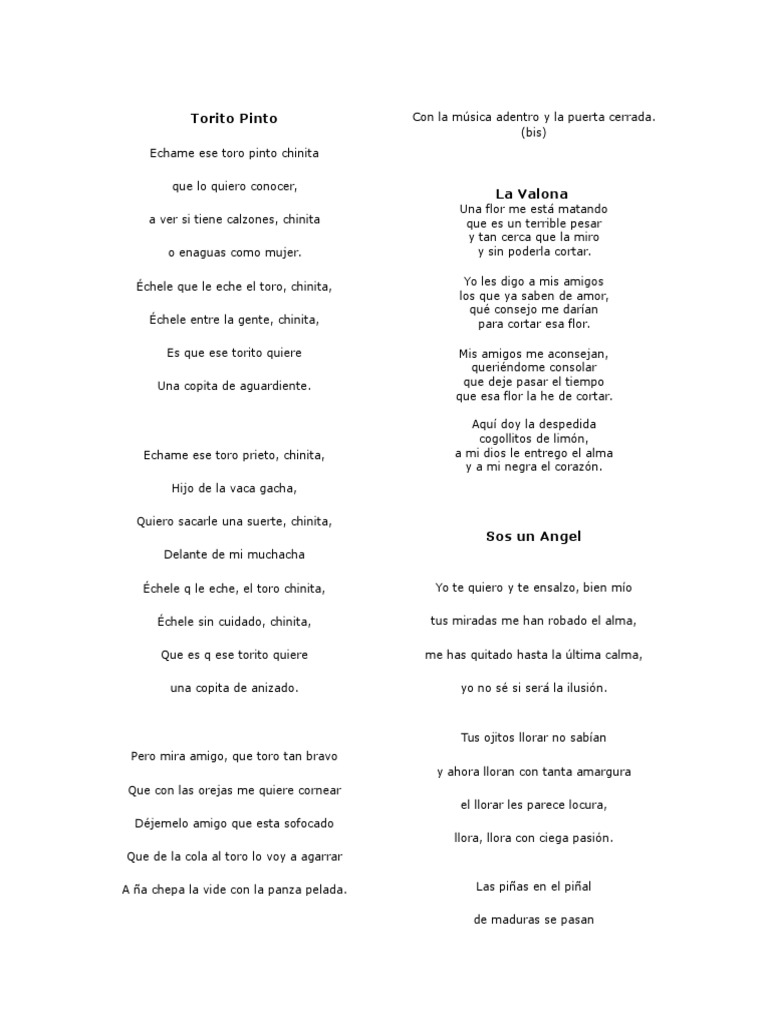 Cancion Folkloricas | PDF | Naturaleza