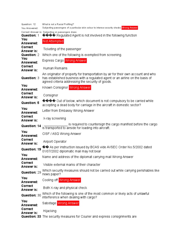 Avseq Questions | PDF | Airport Security | Airport