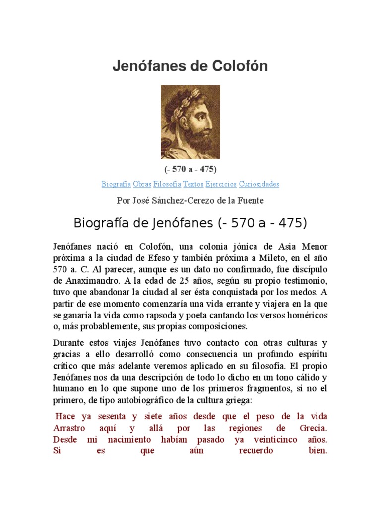Jenófanes de Colofón Biografia | PDF