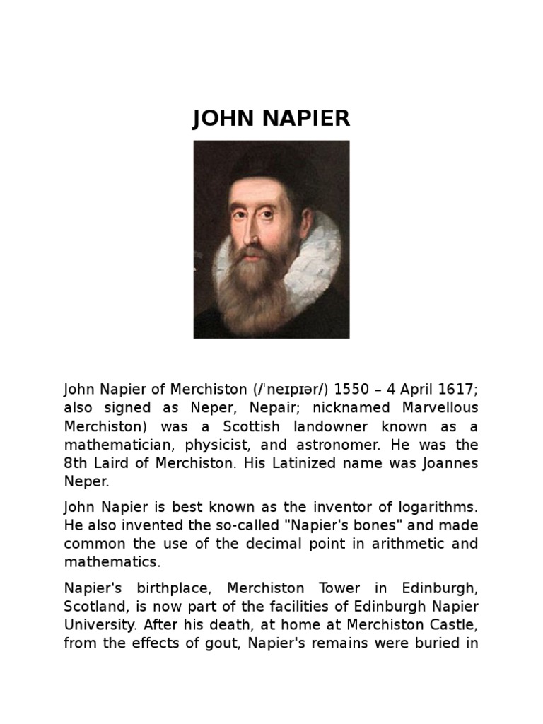 John Napier | PDF | Physics | Teaching Mathematics