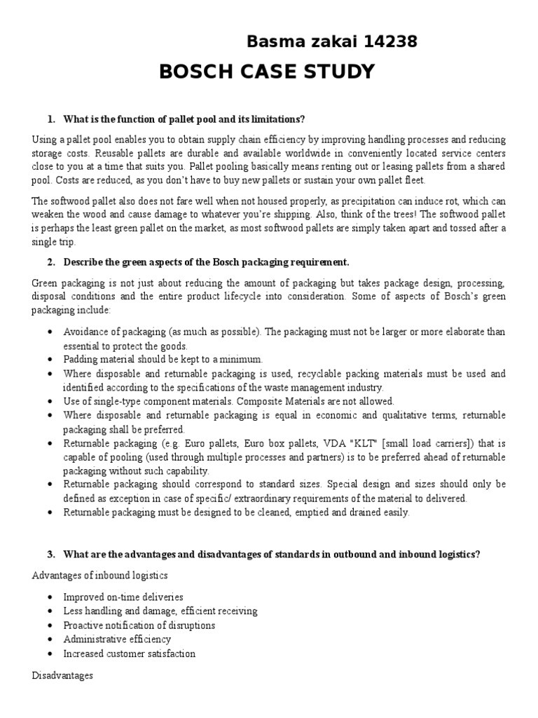 Bosch Case Study | PDF | Supply Chain | Pallet