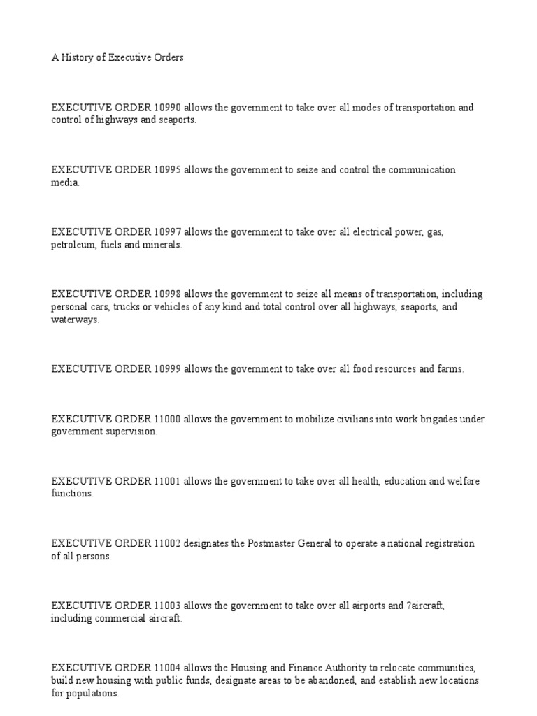 Executive Orders: Government Powers | PDF | Politics