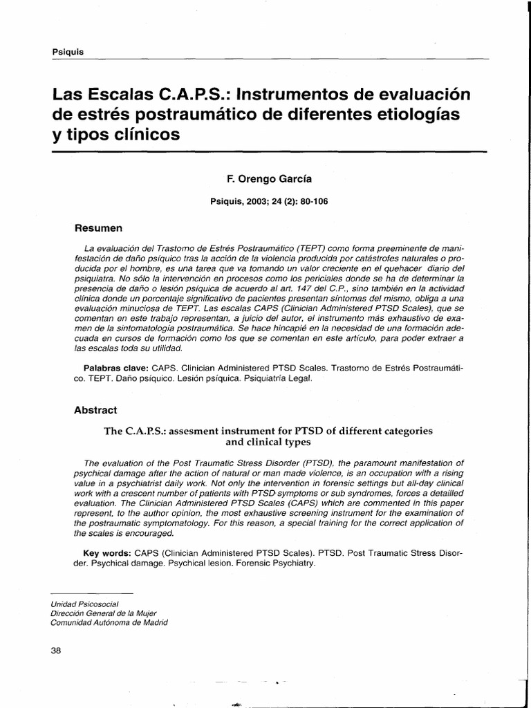 Escalas Caps | PDF | Trauma psicólogico | Trastorno de estrés postraumático