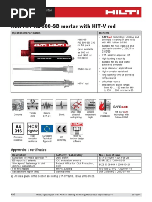 PDF) Hilti HIT-RE 500-SD With HIT-V Rod Hilti HIT-RE 500-SD, 56% OFF