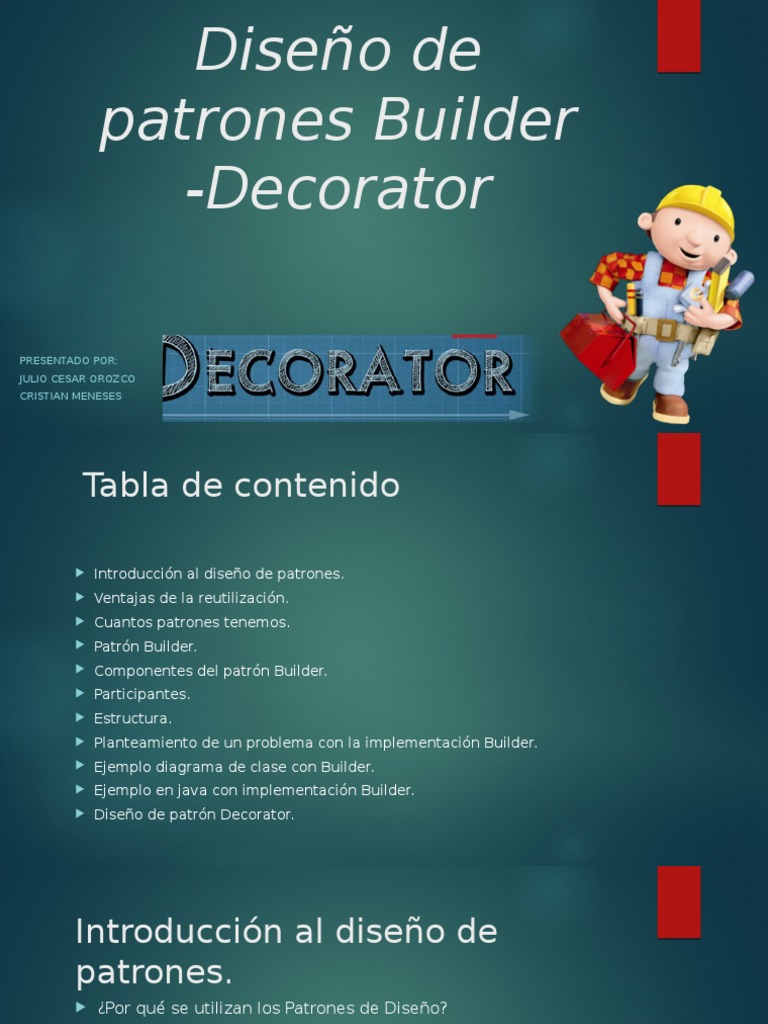 Diseño de Patrones Builder Decorator | PDF | Ingeniería de software ...