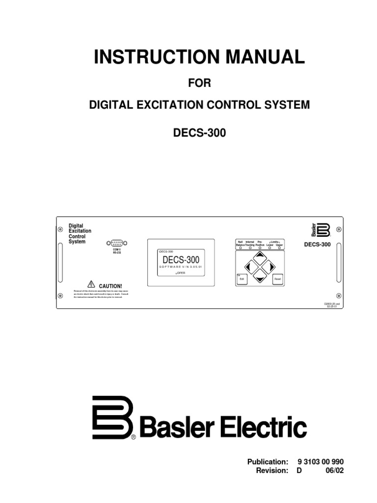 Basler DECS-300 Instruction Manual | PDF | Relay | Electric Generator