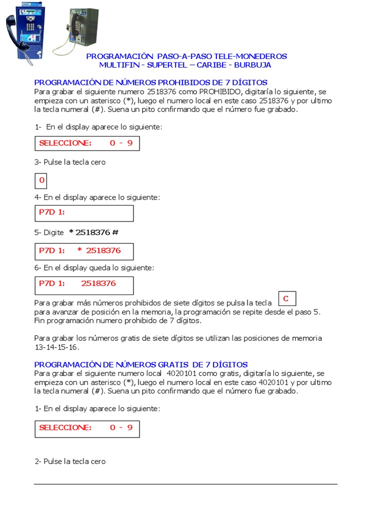 Manual Programacion Telemonedero Multifin Supertel | PDF | Memoria del ordenador | Informática y ...