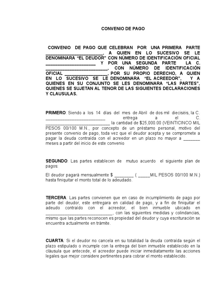 Convenio de Pago | PDF | Pagos | Instituciones sociales