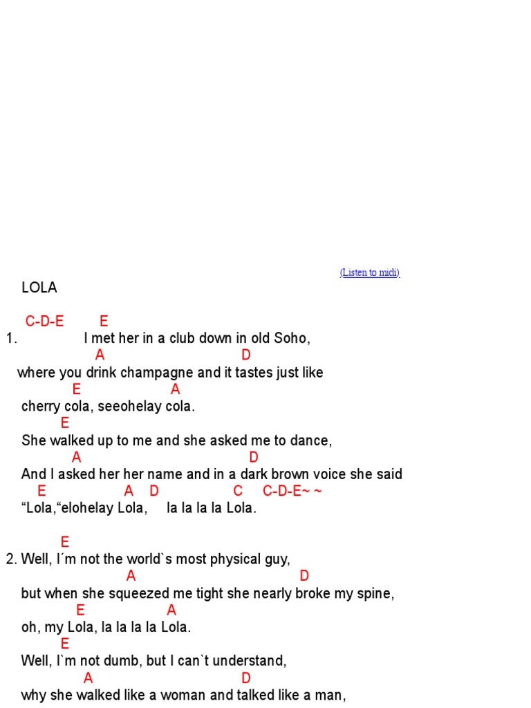 Lola - The Kinks | PDF