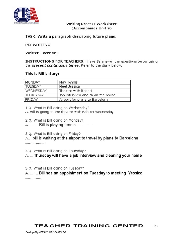 Writing Process Worksheet for Future Plans | PDF | Language Arts ...