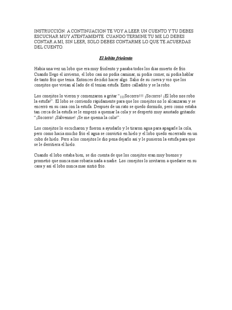 El lobo friolento y su lección | PDF