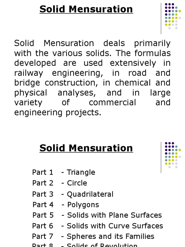 solid mensuration_nbc.ppt | Triangle | Sphere