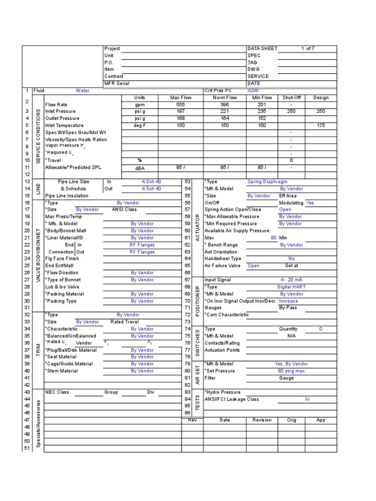 Sizing Exercises | PDF | Valve | Pipe (Fluid Conveyance)