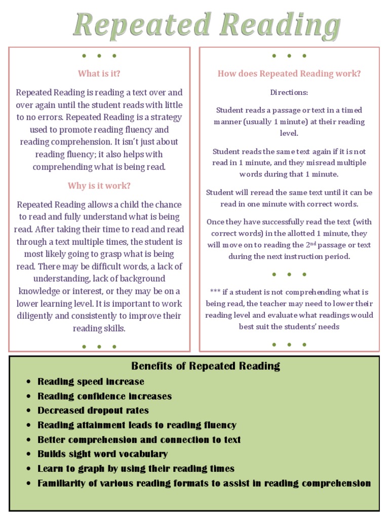 Repeated Reading | PDF | Reading Comprehension | Reading (Process)