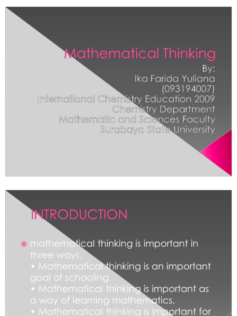Mathematical Thinking | PDF | Thought | Teaching Mathematics