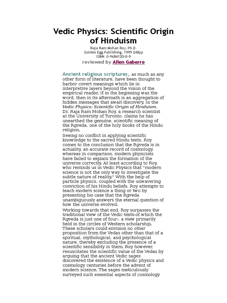 Vedic Physics: Scientific Origin of Hinduism: Ancient Religious ...