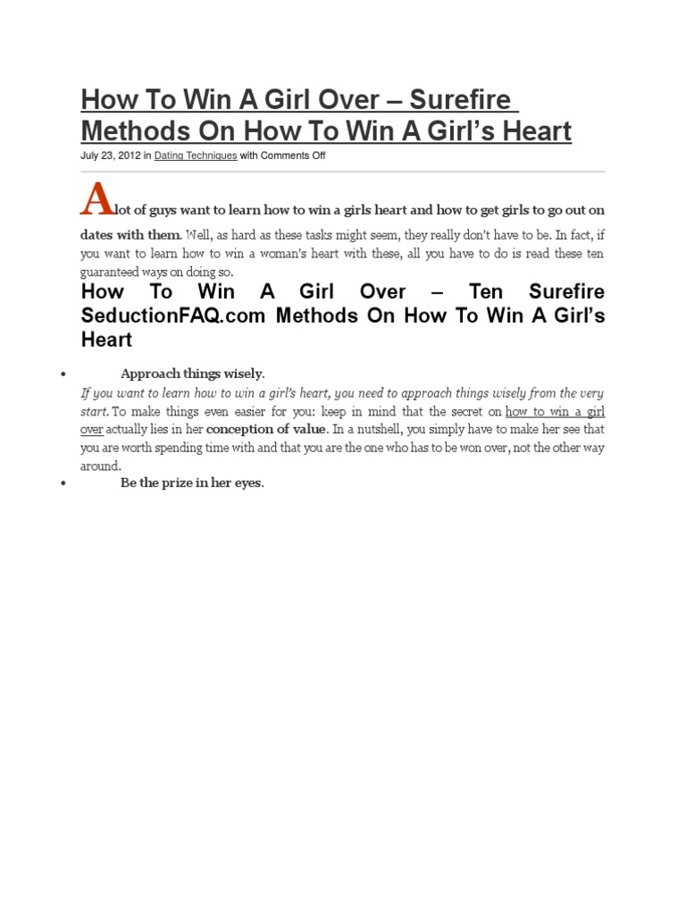 How To Win A Girl Over Using Female Loophole Techniques | PDF ...