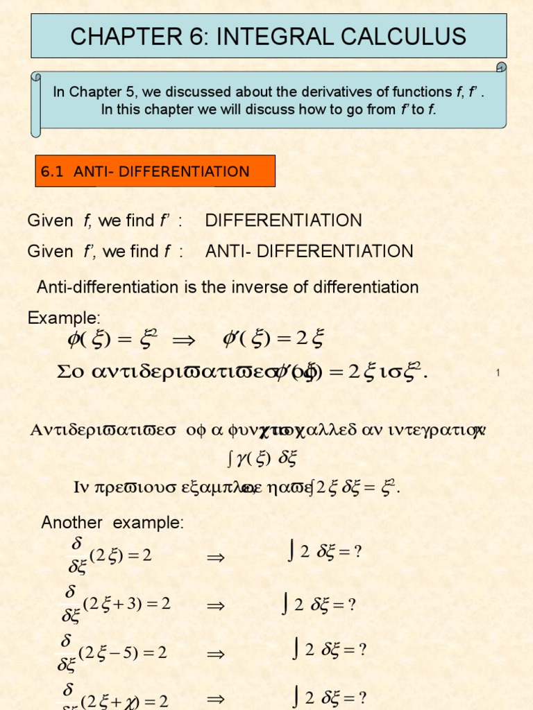 Integrating Functions Using Anti-Differentiation and Substitution | PDF ...