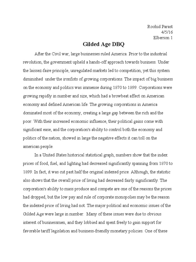 Gilded Age DBQ | PDF | Tariff | Employment