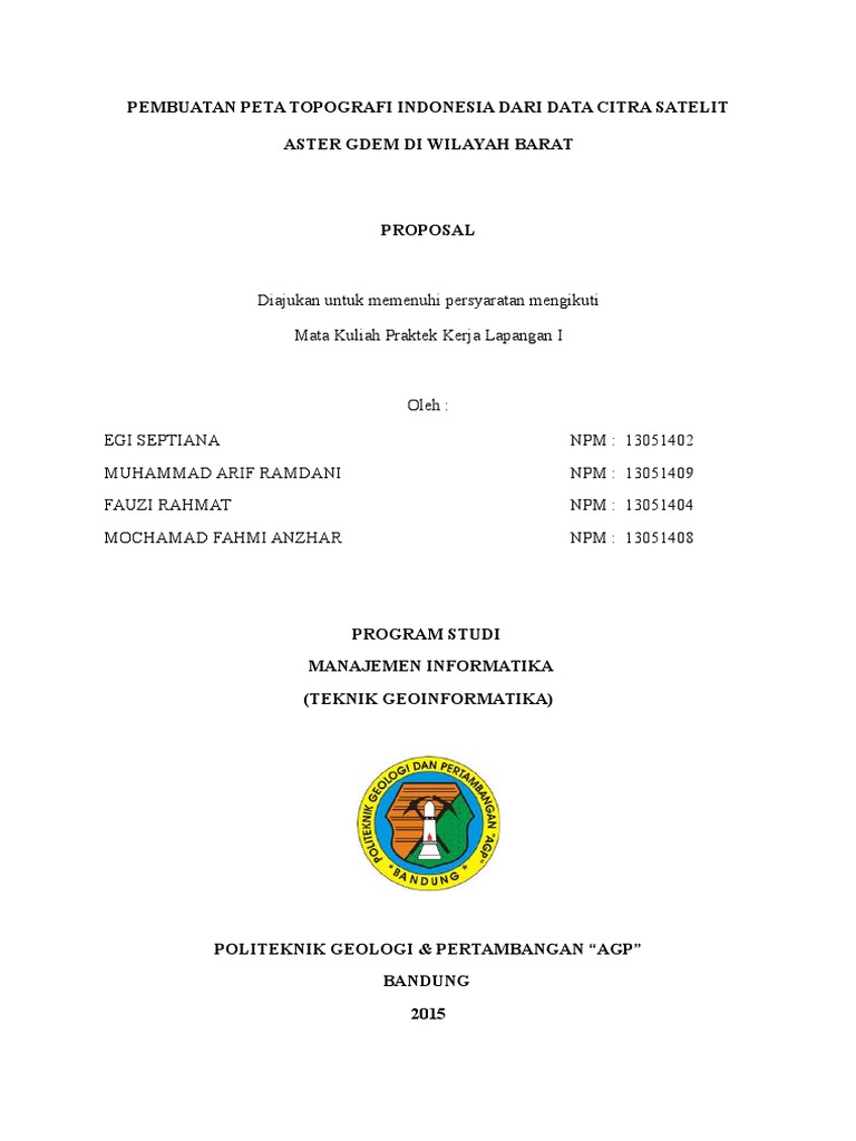 Contoh Proposal PKL 1 Teknik Geo-Informatika D3 | PDF