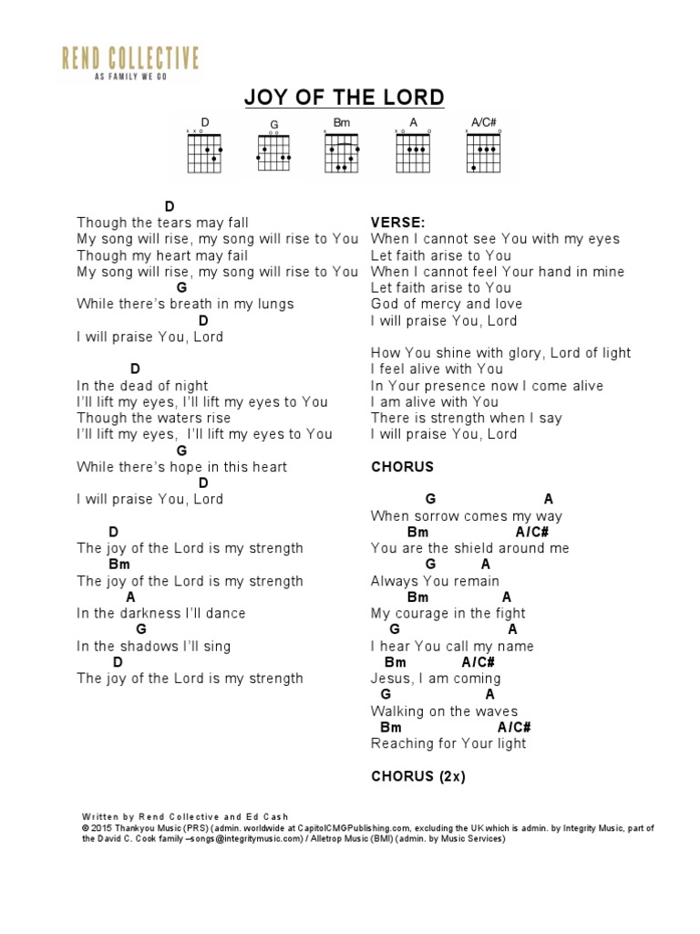 Joy of The Lord - Rend Collective - Chord Sheet | PDF | Entertainment ...