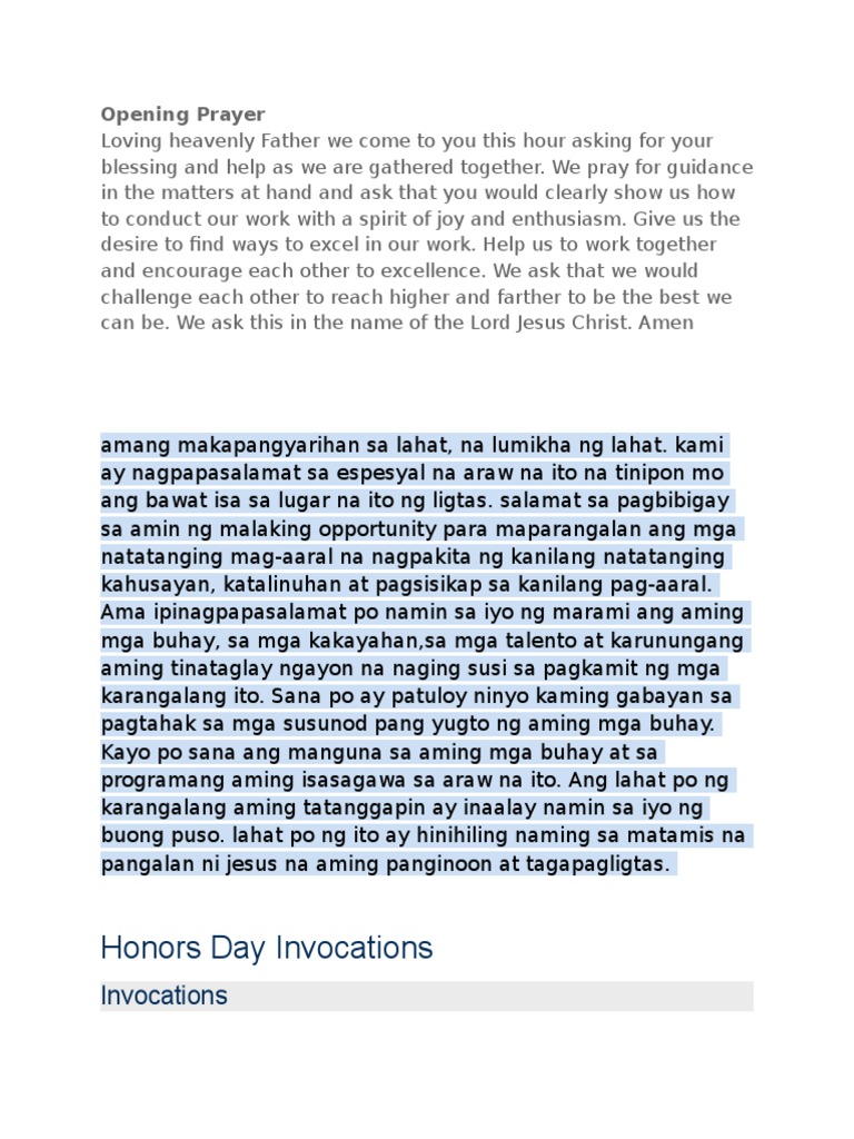 Opening Prayer | PDF