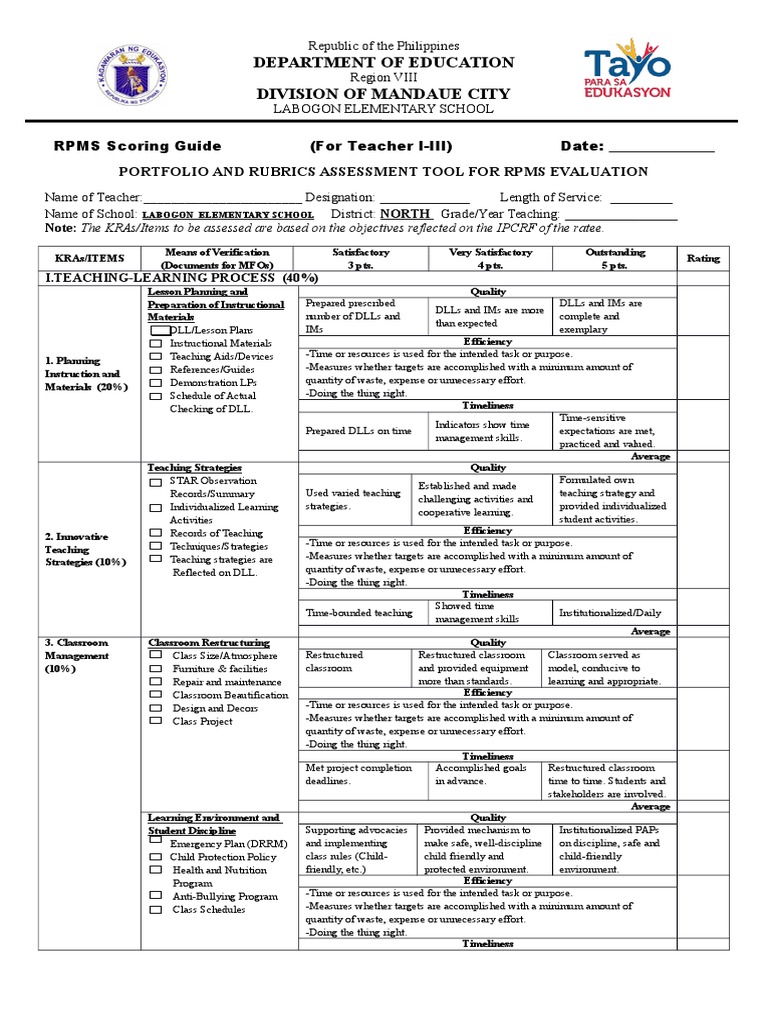 RPMS Teacher | PDF | Educational Assessment | Teachers