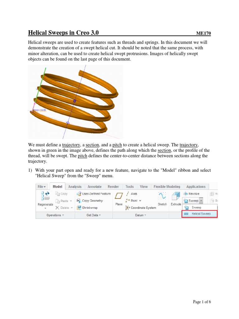 Helical Sweeps Creo 3 | PDF | Helix | Screw